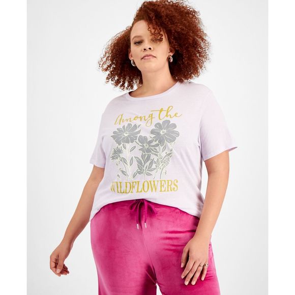 Tops | Love Tribe Womens Trendy Plus Size Wildflowers Graphic Tshirt ...